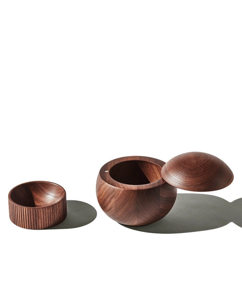 Walnut Salt Sphere - Magnetic Swivel Lid, Stackable Base – Baske