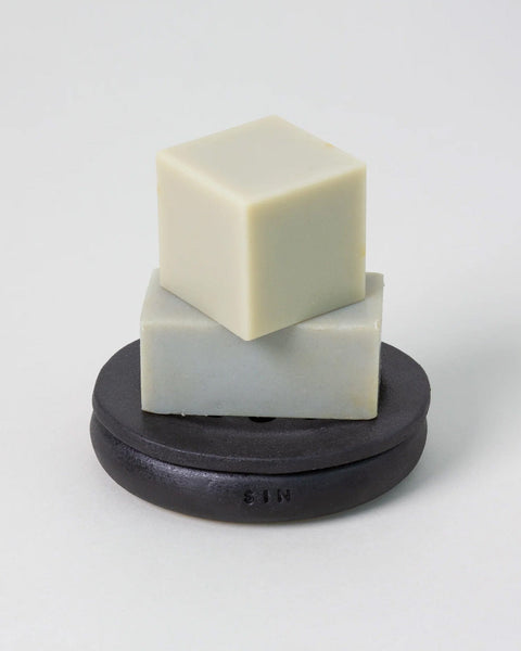 SIN Peb Soap Dish - Black Ceramic Stoneware - 4.5"L x 3.75"W – Baske